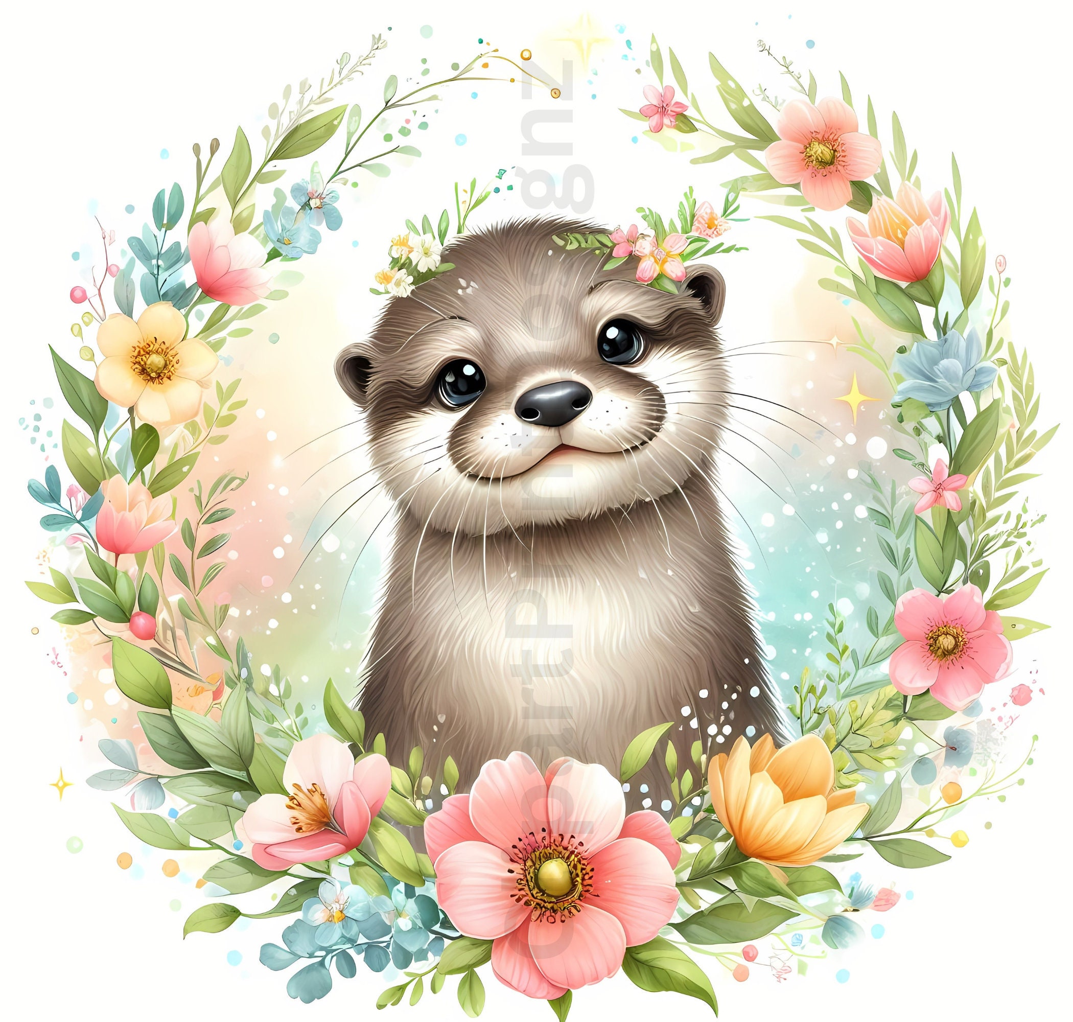 Cute Spring Otters Clipart Bundle, Watercolor Clip Art Images, High ...