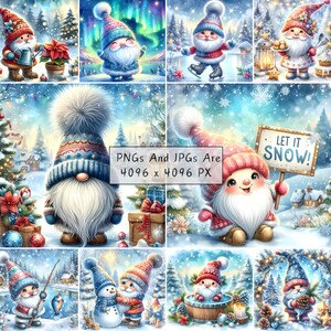 Festive Winter Gnomes Clipart Bundle, Cute Watercolor Gnome Clip Art ...