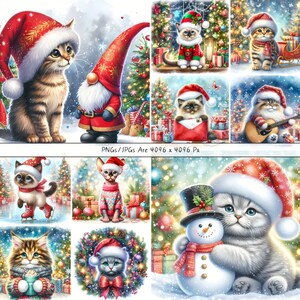 Cute Christmas Cat Breeds Clipart Bundle, Xmas Cat Breed Clip Art ...