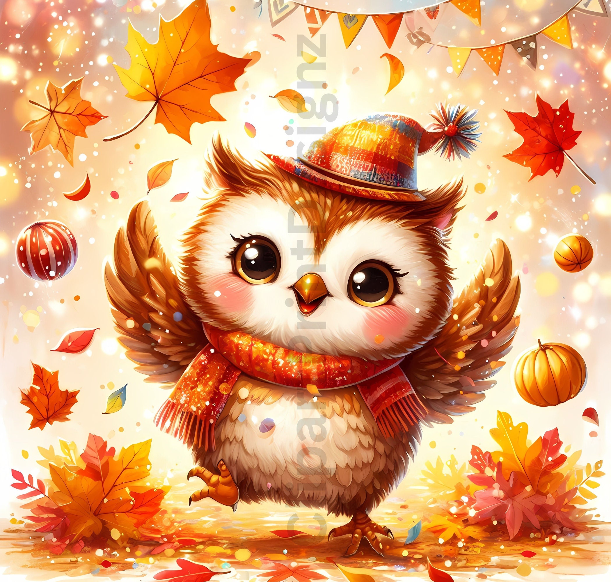 Cute Fall Owls Clipart Bundle, Watercolor Autumn Owl Clip Art Images ...
