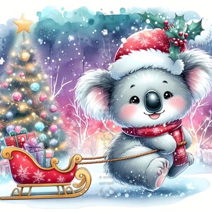 Cute Christmas Koalas Clipart Bundle, Xmas Koala Clip Art Images ...