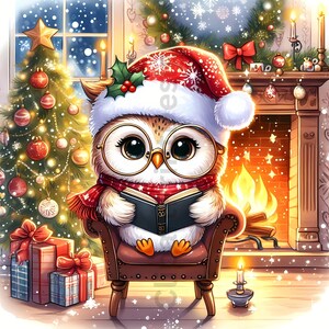 Cute Christmas Owls Clipart Bundle, Xmas Owl Clip Art Images ...