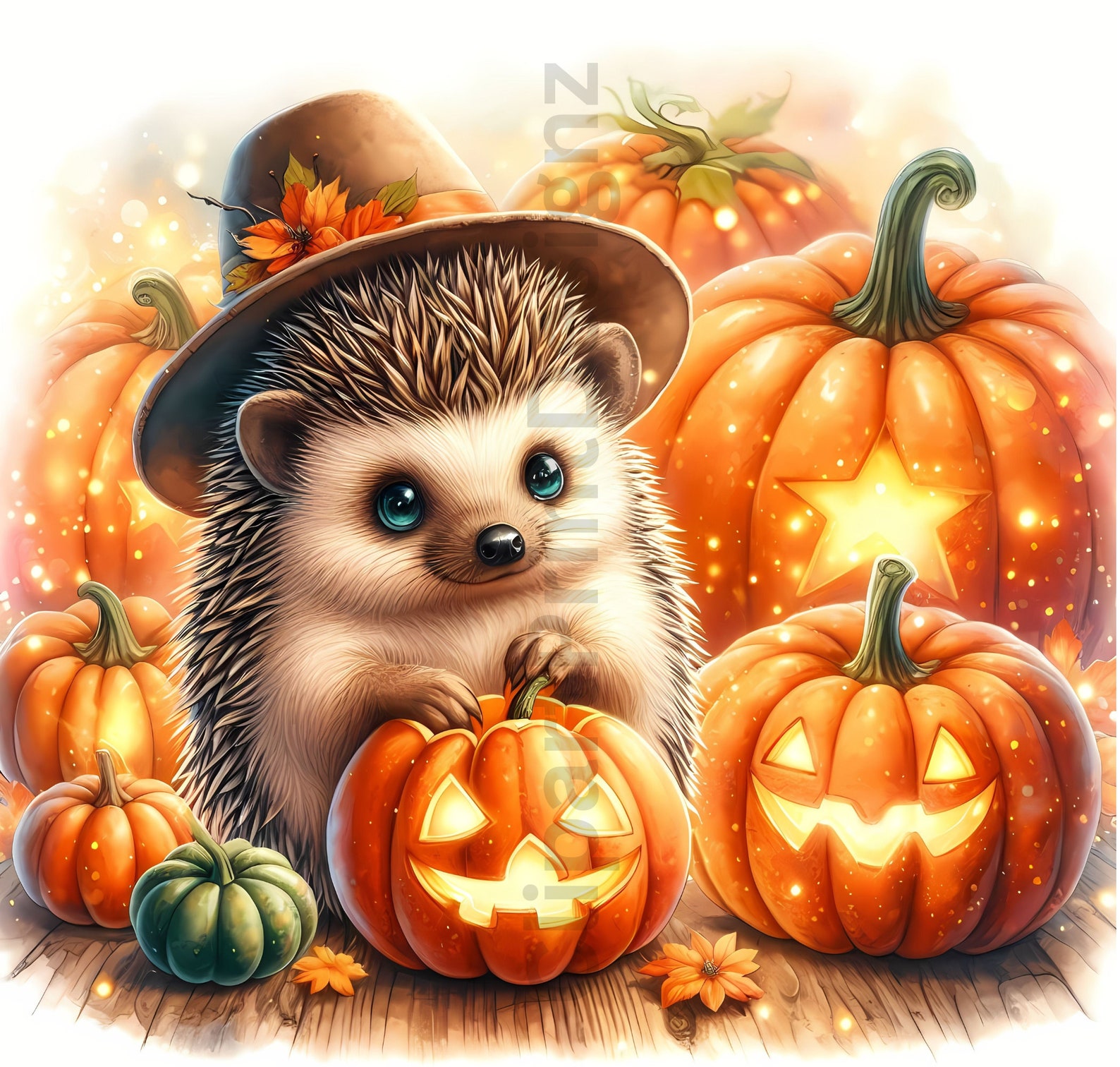 Cute Fall Hedgehogs Clipart Bundle, Watercolor Autumn Hedgehog Clip Art ...