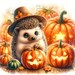 Cute Fall Hedgehogs Clipart Bundle, Watercolor Autumn Hedgehog Clip Art ...