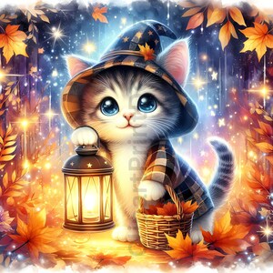 Cute Fall Kittens Clipart Bundle, Autumn Cat, Cats, Kittens, Watercolor ...