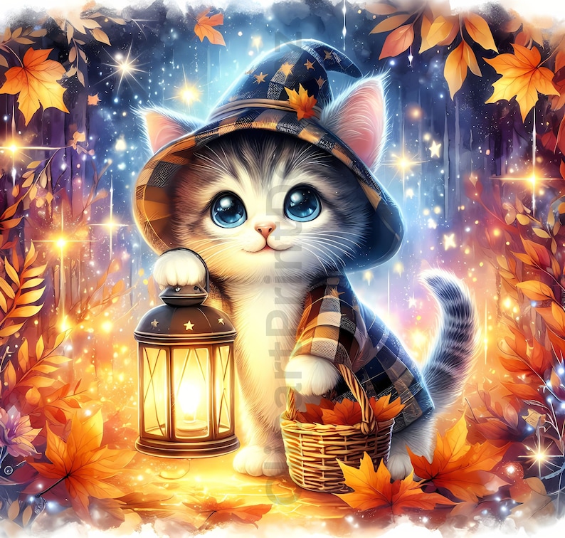Cute Fall Kittens Clipart Bundle, Autumn Cat, Cats, Kittens, Watercolor ...