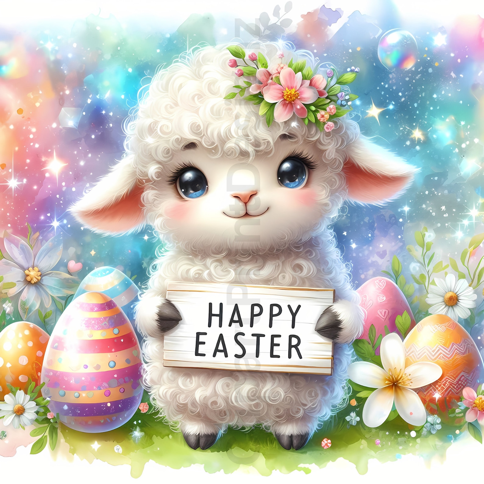 Cute Happy Easter Animals Clipart Bundle, Festive Watercolor Clip Art ...
