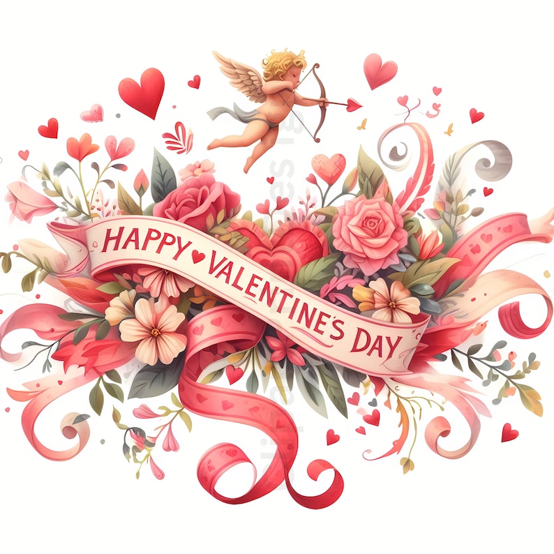 Happy Valentines Day Clipart Bundle, Watercolor Clip Art, 15 High ...