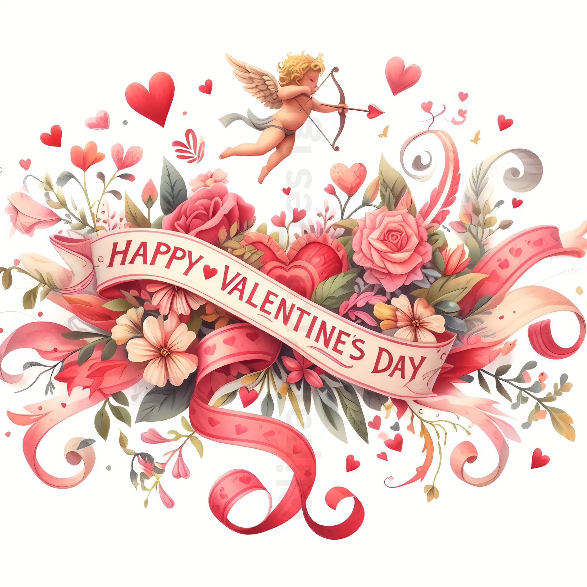 Happy Valentines Day Clipart Bundle, Watercolor Clip Art, 15 High ...