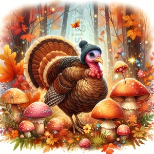 Cute Fall Turkeys Clipart Bundle, Watercolor Turkey Clip Art Images ...