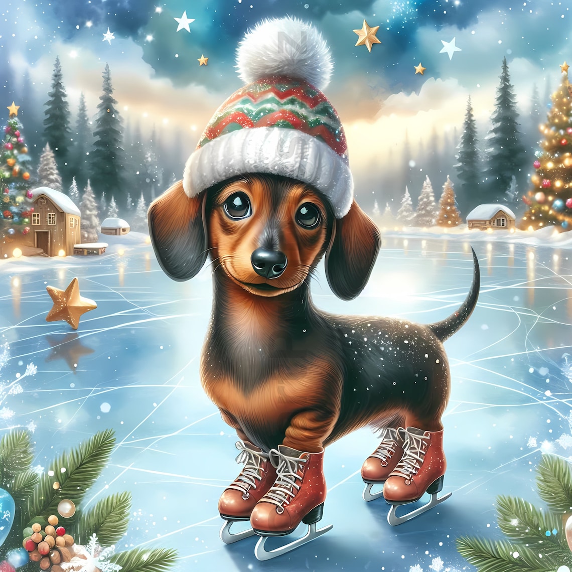 Cute Winter Dog Breeds Clipart Bundle Festive Watercolor Clip - Etsy