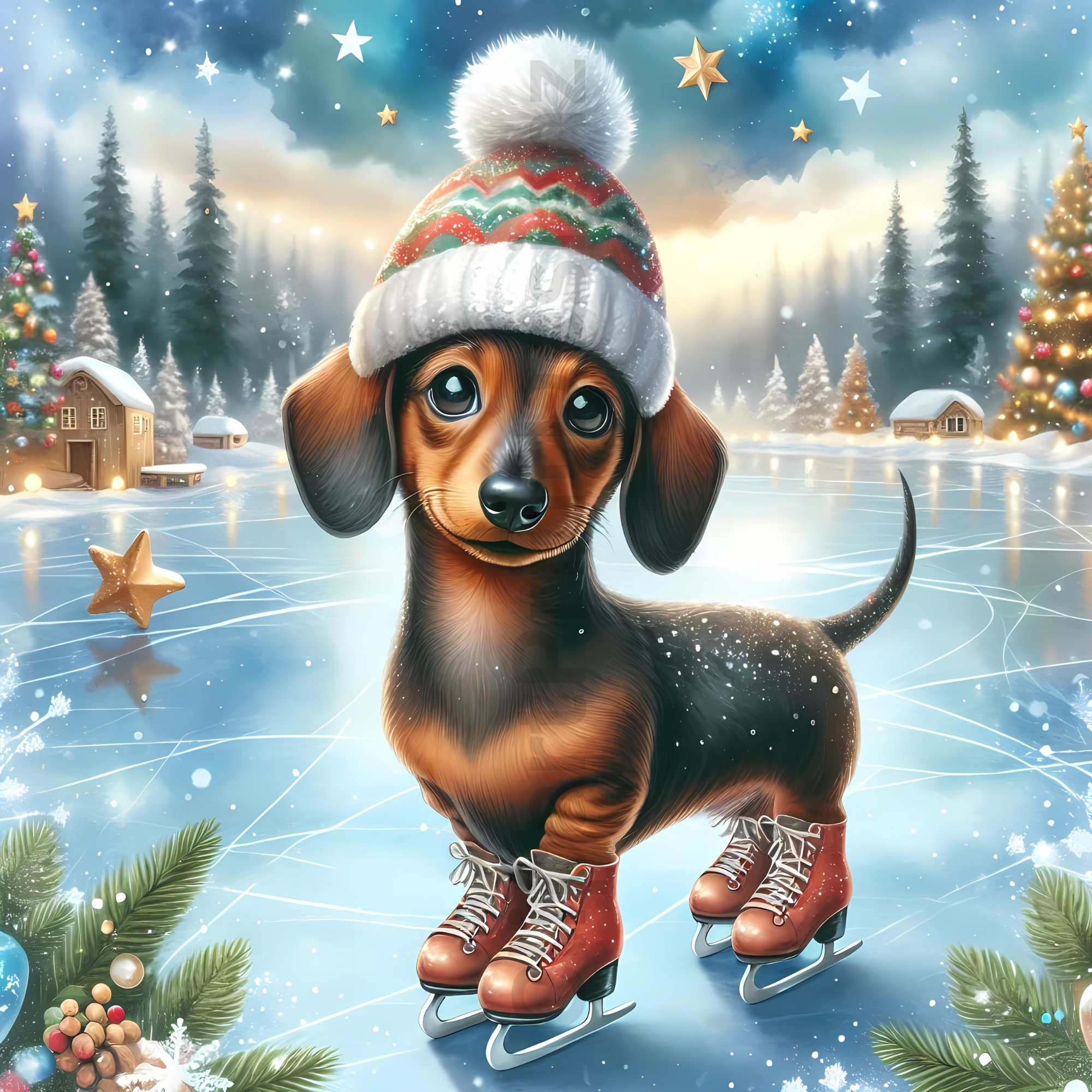 Cute Winter Dog Breeds Clipart Bundle Festive Watercolor Clip - Etsy