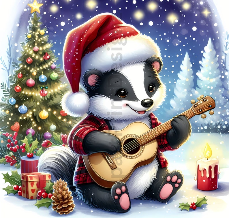 Cute Christmas Badgers Clipart Bundle, Xmas Badger Clip Art Images ...