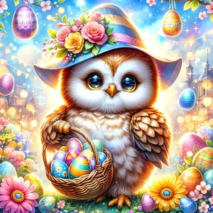 Watercolor Easter Owl Clipart, Whimsical Animal Images, Cute High ...