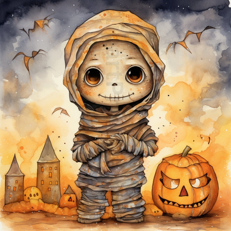 10 Cute Watercolor Halloween Clipart Bundle, Halloween Bundle, High ...