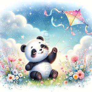 Cute Spring Pandas Clipart Bundle, Watercolor Clip Art Images, High ...