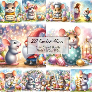 Cute Easter Mouse Clipart, Funny Watercolor Animal Images, High Quality ...