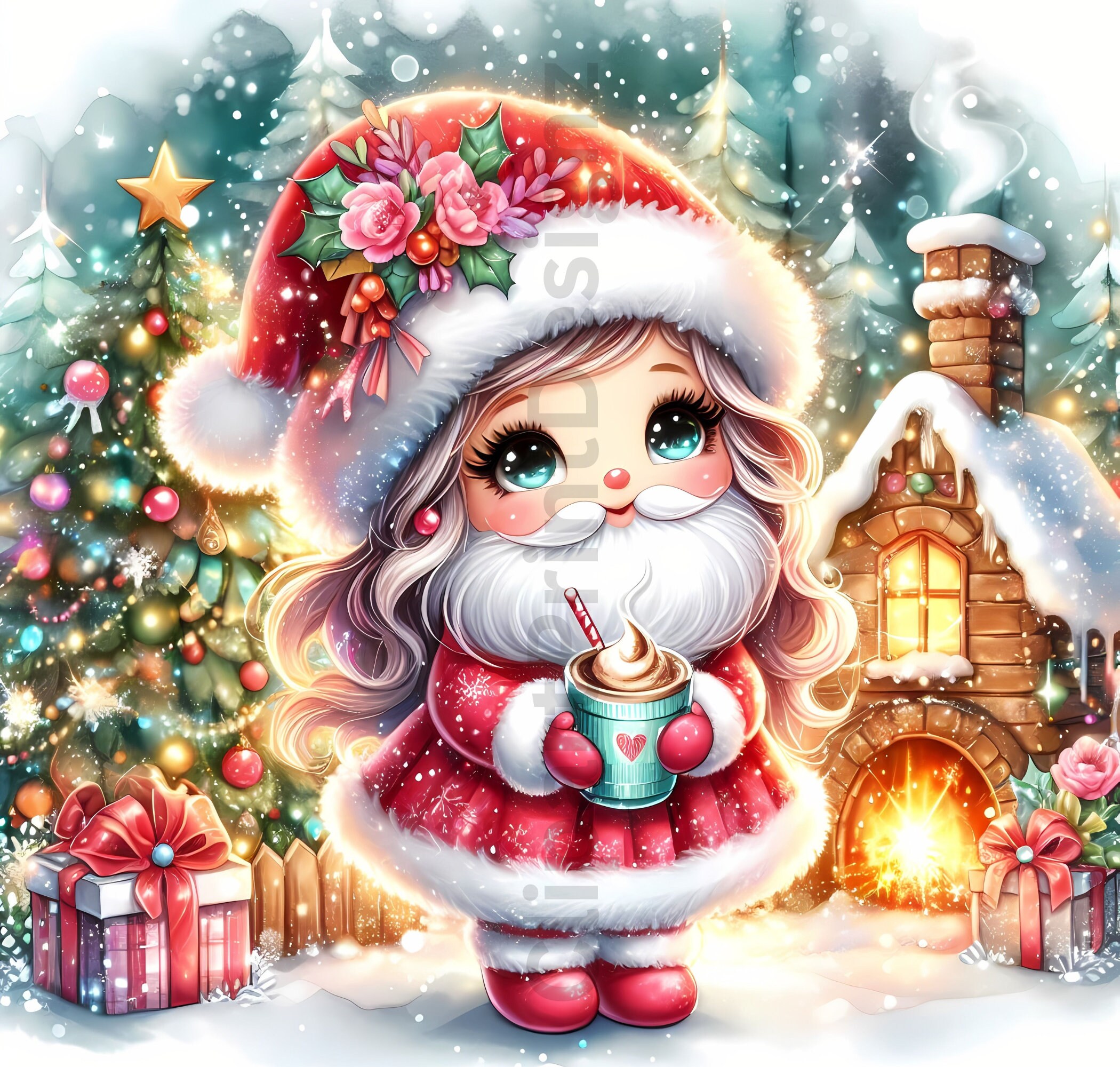 Cute Christmas Mrs. Santa Claus Clipart Bundle, Xmas Clauses Clip Art ...