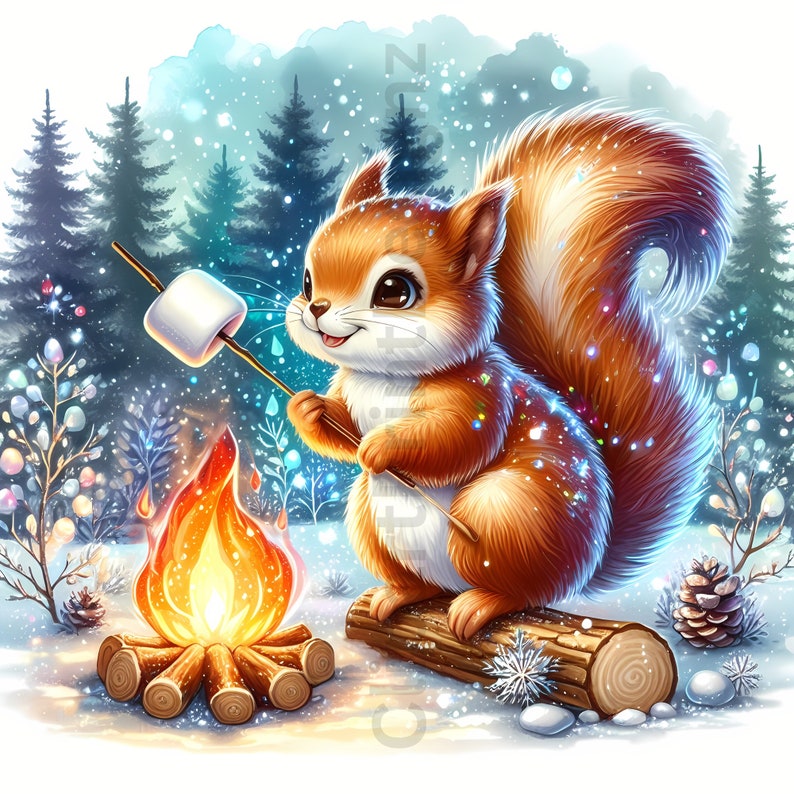 Cute Winter Woodland Animals Clipart Bundle Festive - Etsy