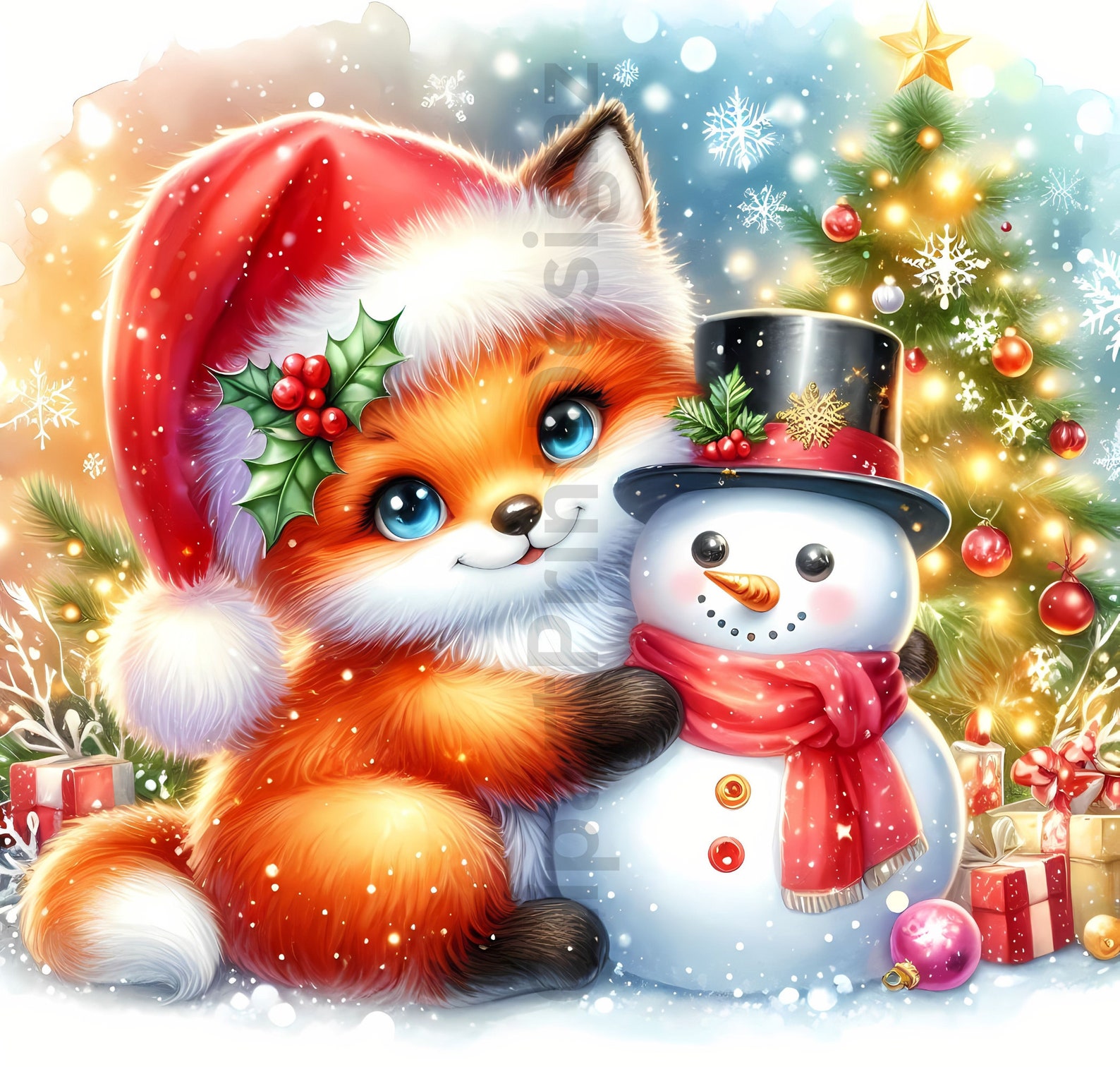 Cute Christmas Foxes Clipart Bundle, Xmas Fox Clip Art Images ...