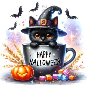 Cute Animals in Halloween Cupcakes, Clipart Bundle, Watercolor Clip Art ...