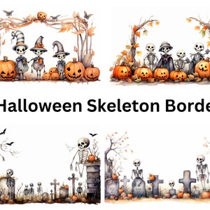 Watercolor Halloween Borders, Clipart Bundle, 44 Cute and Scary ...