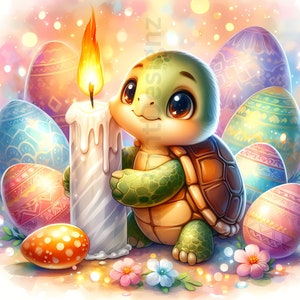 Cute Easter Turtles Clipart, Funny Watercolor Animal Images, High ...