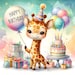 Cute Happy Birthday Animals Clipart Bundle, Festive Watercolor Clip Art ...