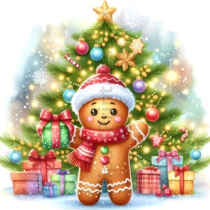 Cute Christmas Gingerbread Man Clipart Bundle, Xmas Men Clip Art Images ...