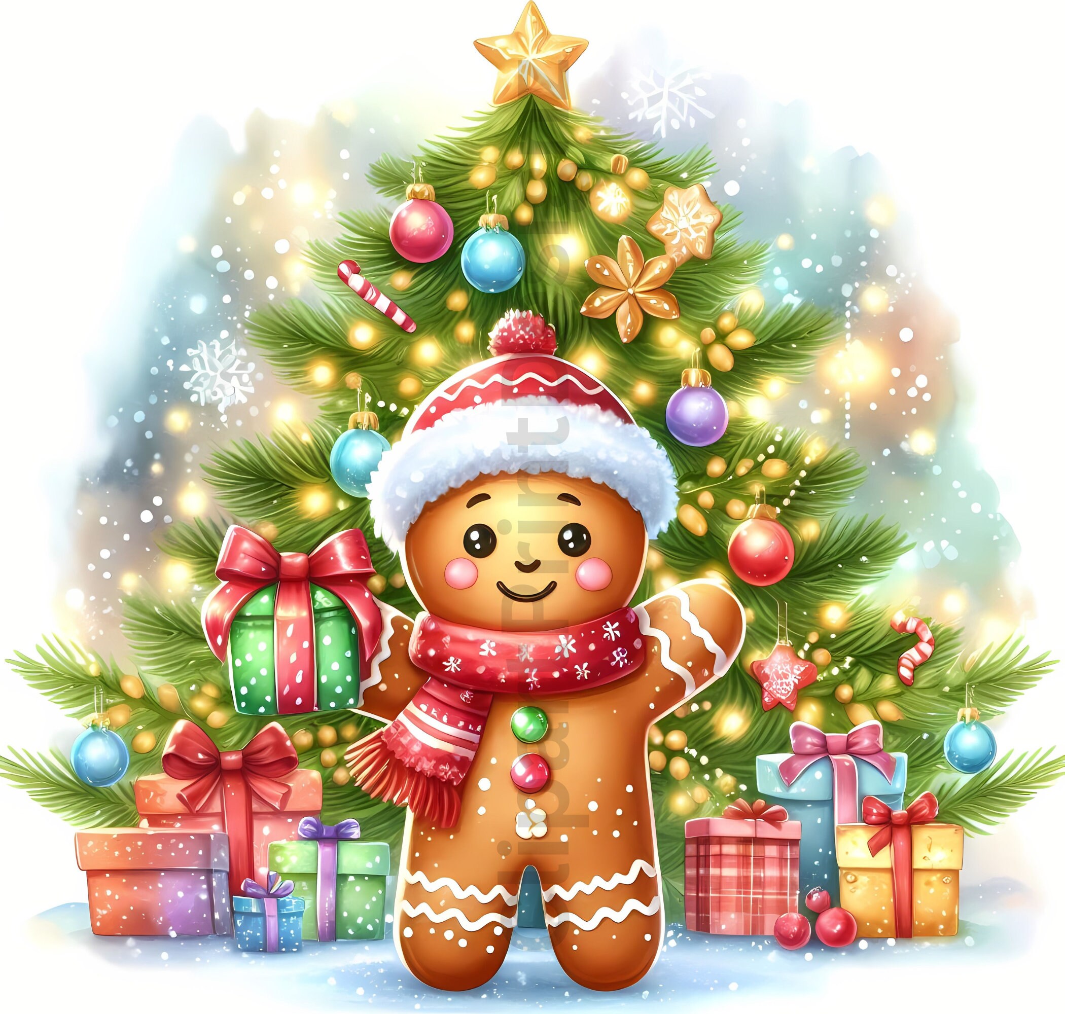 Cute Christmas Gingerbread Man Clipart Bundle, Xmas Men Clip Art Images ...