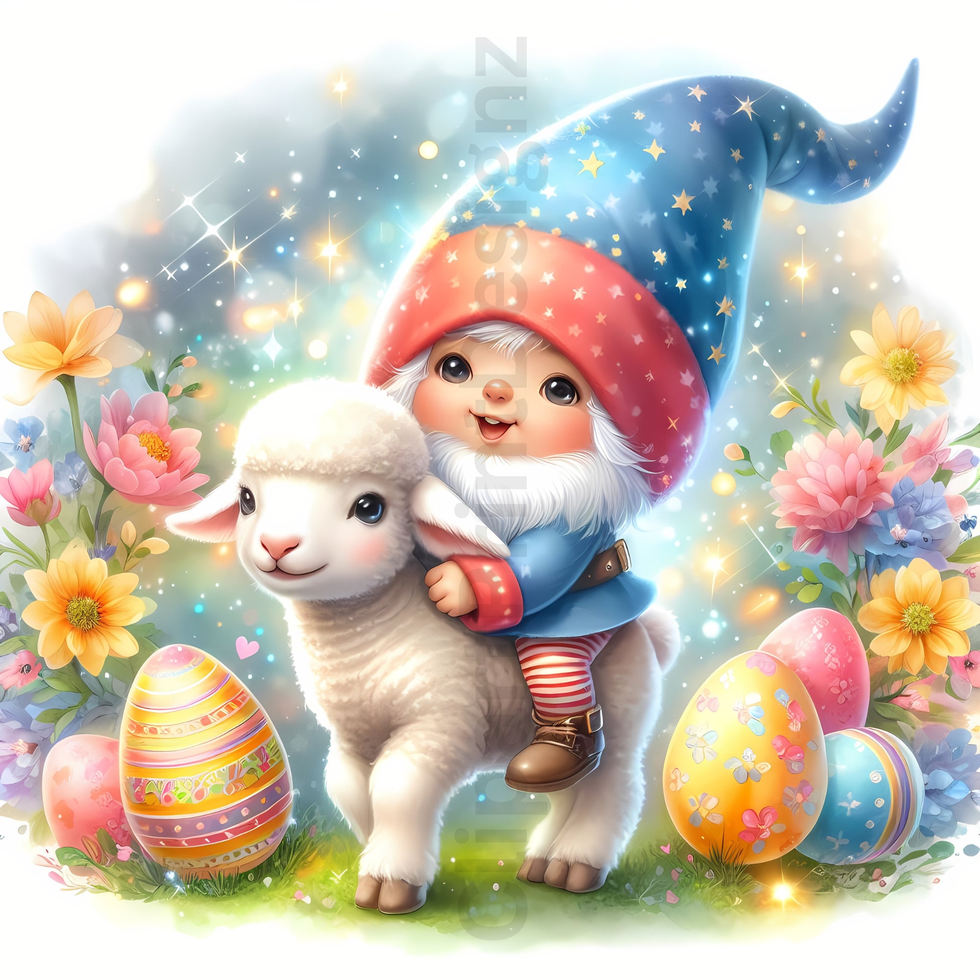 Cute Easter Gnome Clipart Bundle, Festive Watercolor Clip Art Images ...