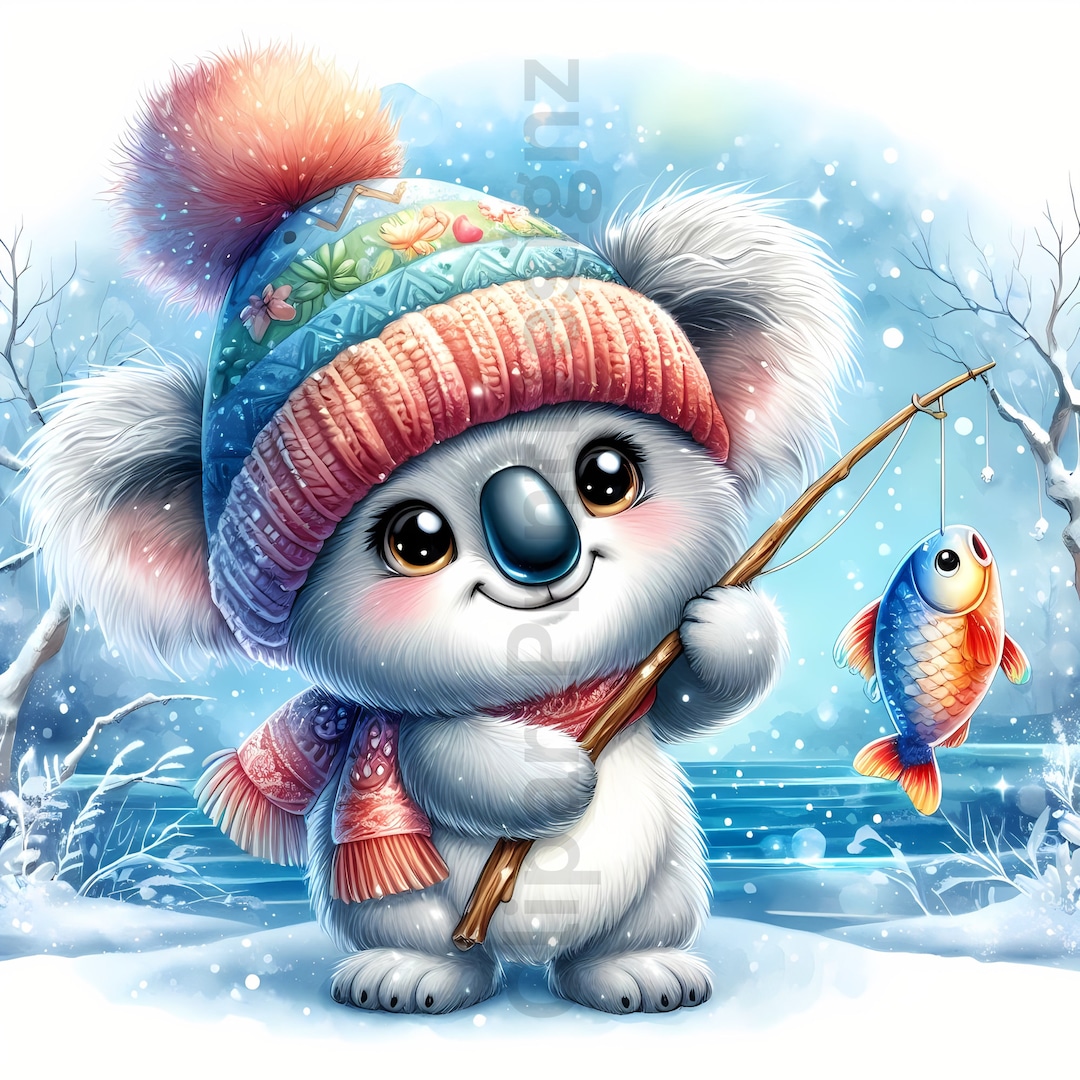 Cute Winter Koala Clipart Bundle, Festive Watercolor Clip Art Images ...