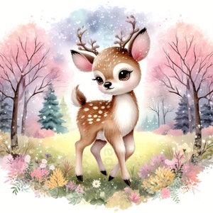 Cute Watercolor Spring Woodland Animals Clipart Bundle, 14 High Quality ...