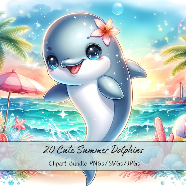 Cute Dolphin Art - Etsy