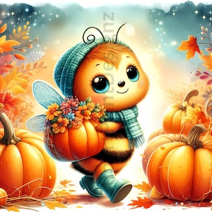 Cute Fall Bees Clipart Bundle, Watercolor Bee Clip Art Images, High ...