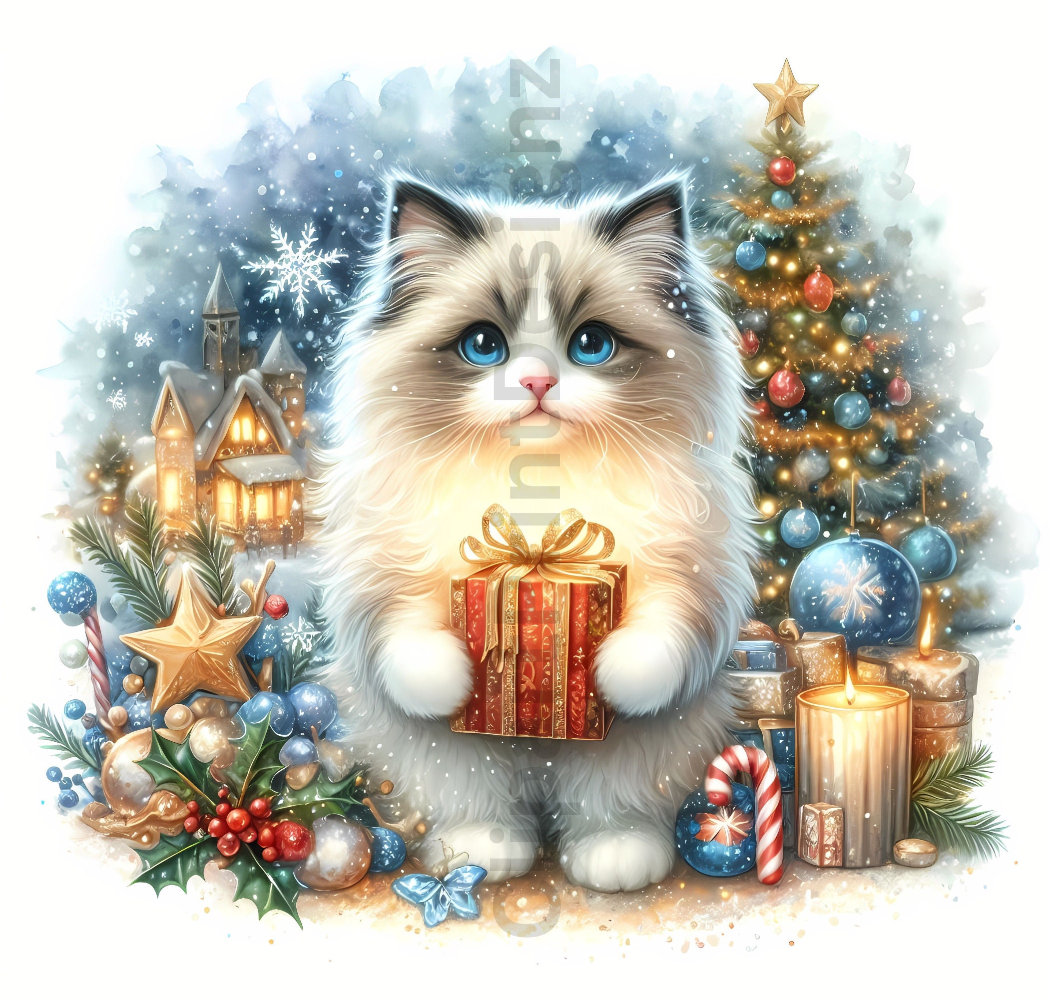 Cute Christmas Cat Breeds Clipart Bundle, Xmas Cat Breed Clip Art ...
