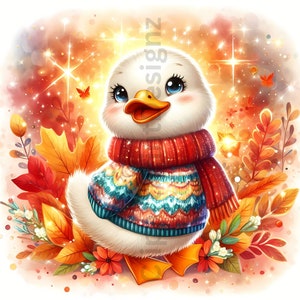 Cute Fall Ducks Clipart Bundle, Watercolor Duck Clip Art Images, High ...