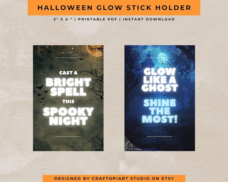 Printable Halloween Glow Stick Holder | Glow Stick Card | Halloween ...