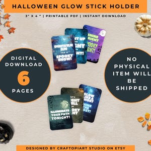 Printable Halloween Glow Stick Holder | Glow Stick Card | Halloween ...