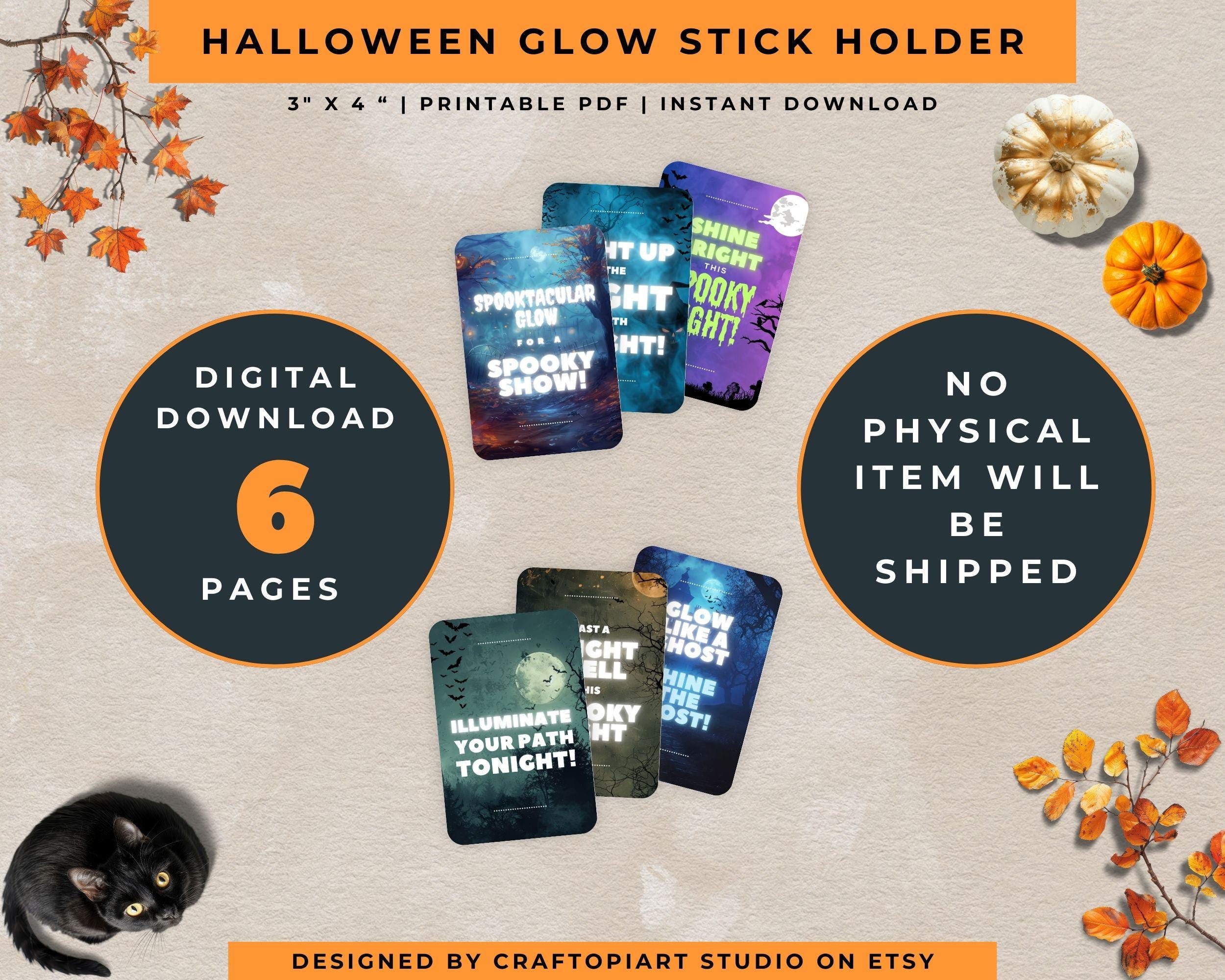 Printable Halloween Glow Stick Holder | Glow Stick Card | Halloween ...