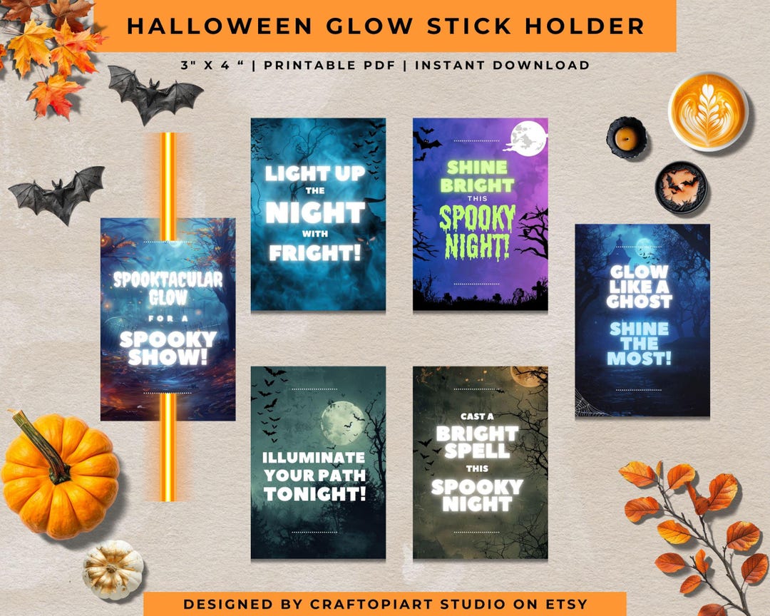 Printable Halloween Glow Stick Holder | Glow Stick Card | Halloween ...
