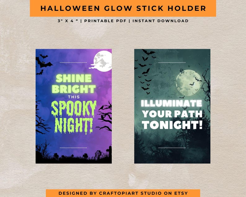Printable Halloween Glow Stick Holder | Glow Stick Card | Halloween ...