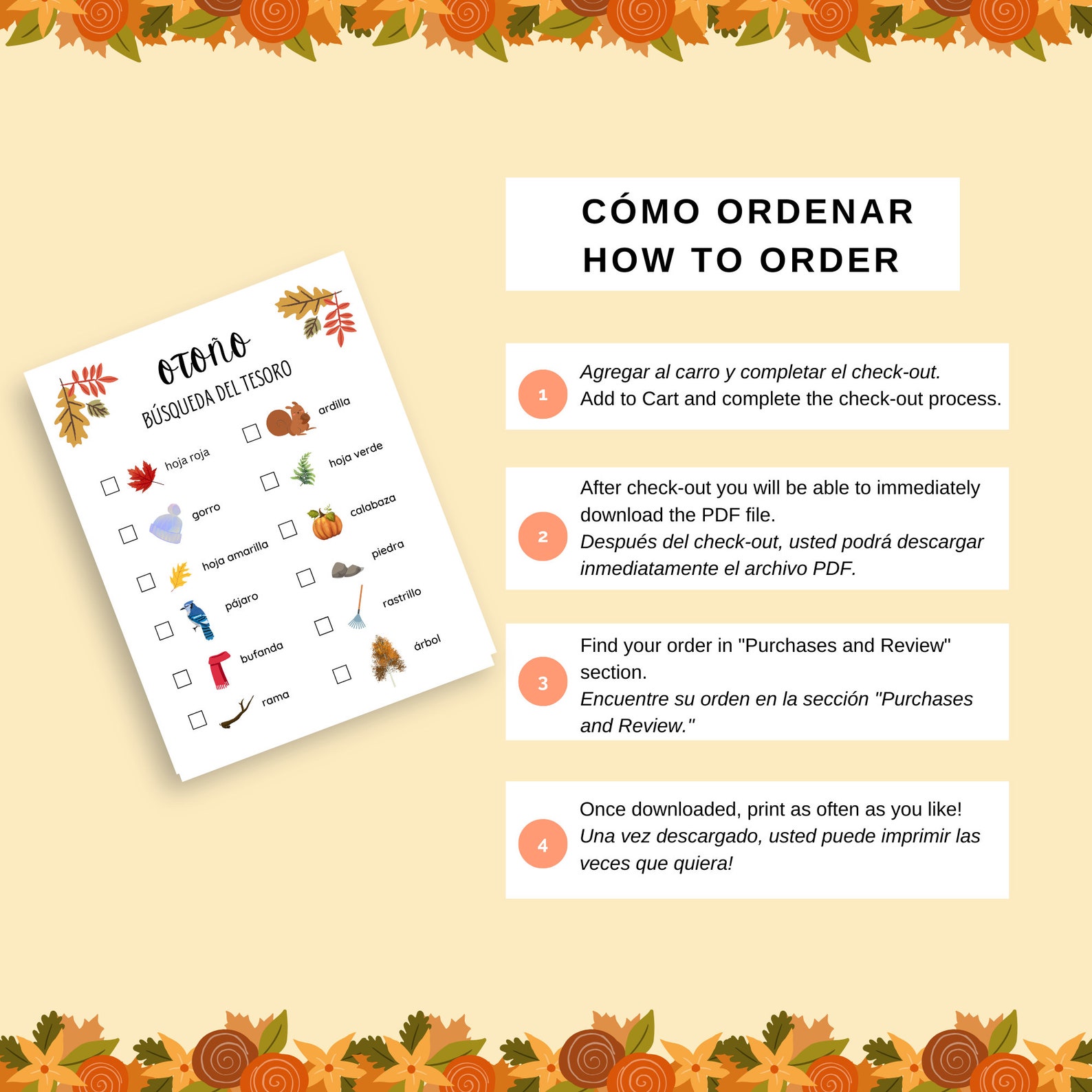 Otoño Y Halloween Búsqueda Del Tesoro, Descarga Digital Instantánea ...