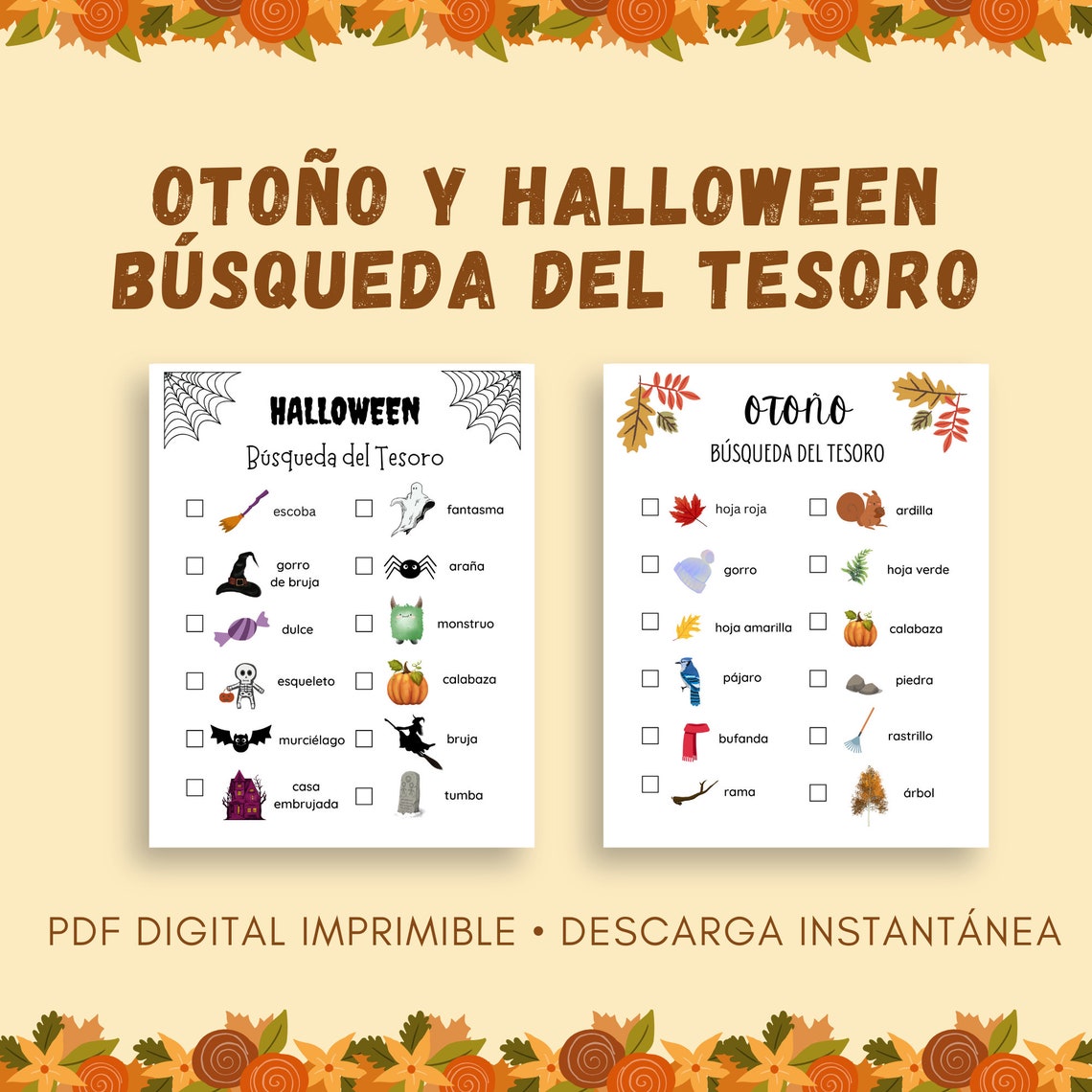 Otoño Y Halloween Búsqueda Del Tesoro, Descarga Digital Instantánea ...