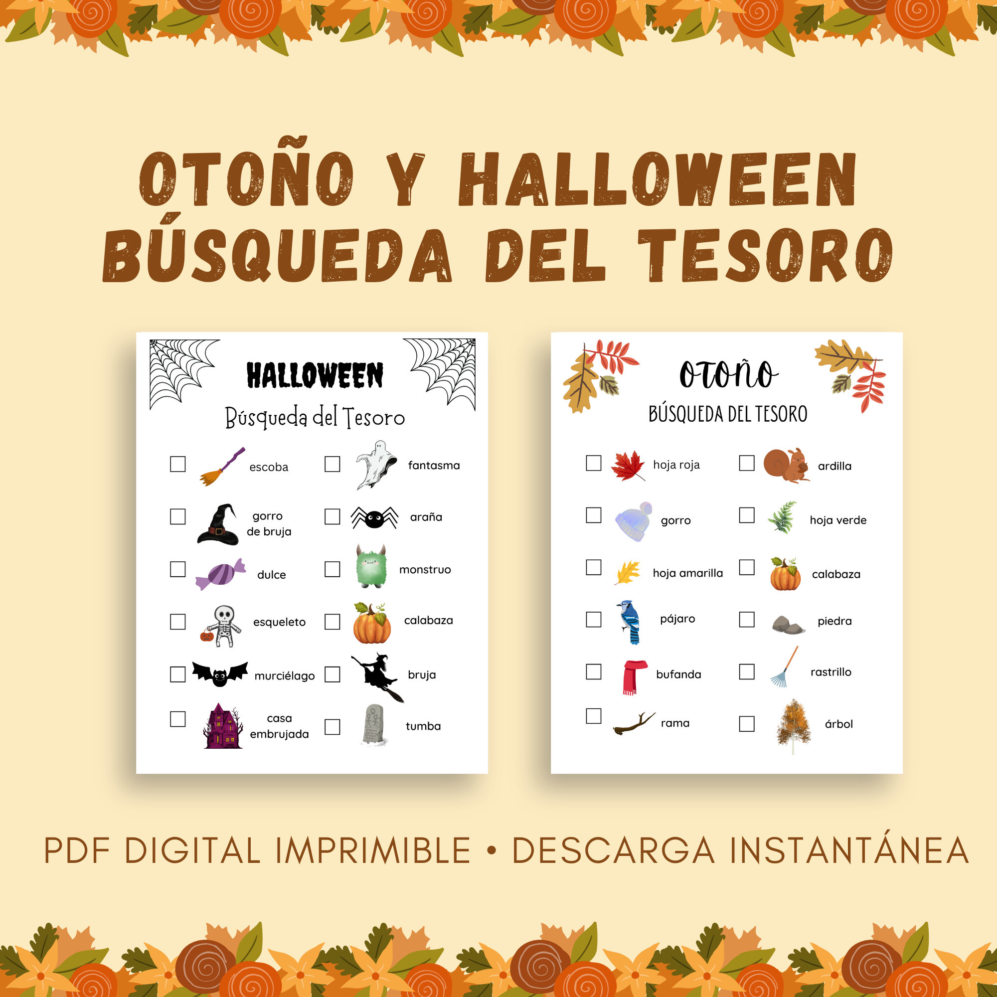 Otoño Y Halloween Búsqueda Del Tesoro, Descarga Digital Instantánea ...