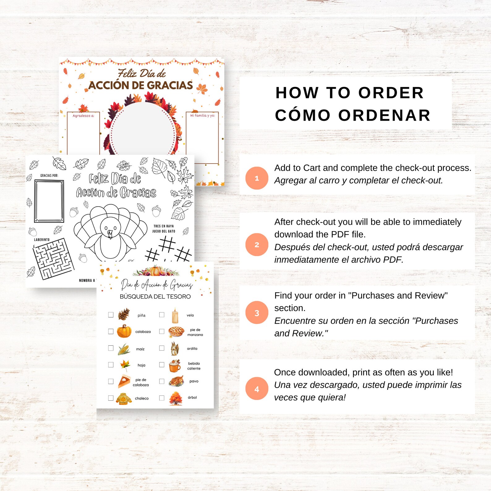 Thanksgiving Placemat Spanish, Puesto Individual Día De Acción De ...