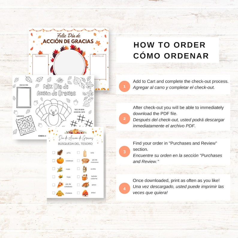 Thanksgiving Placemat Spanish, Puesto Individual Día De Acción De ...