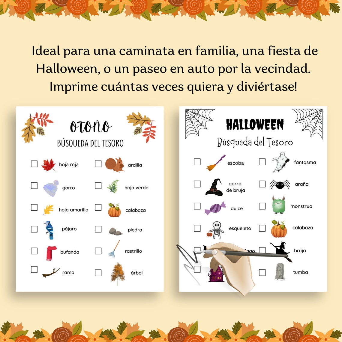 Otoño Y Halloween Búsqueda Del Tesoro, Descarga Digital Instantánea ...