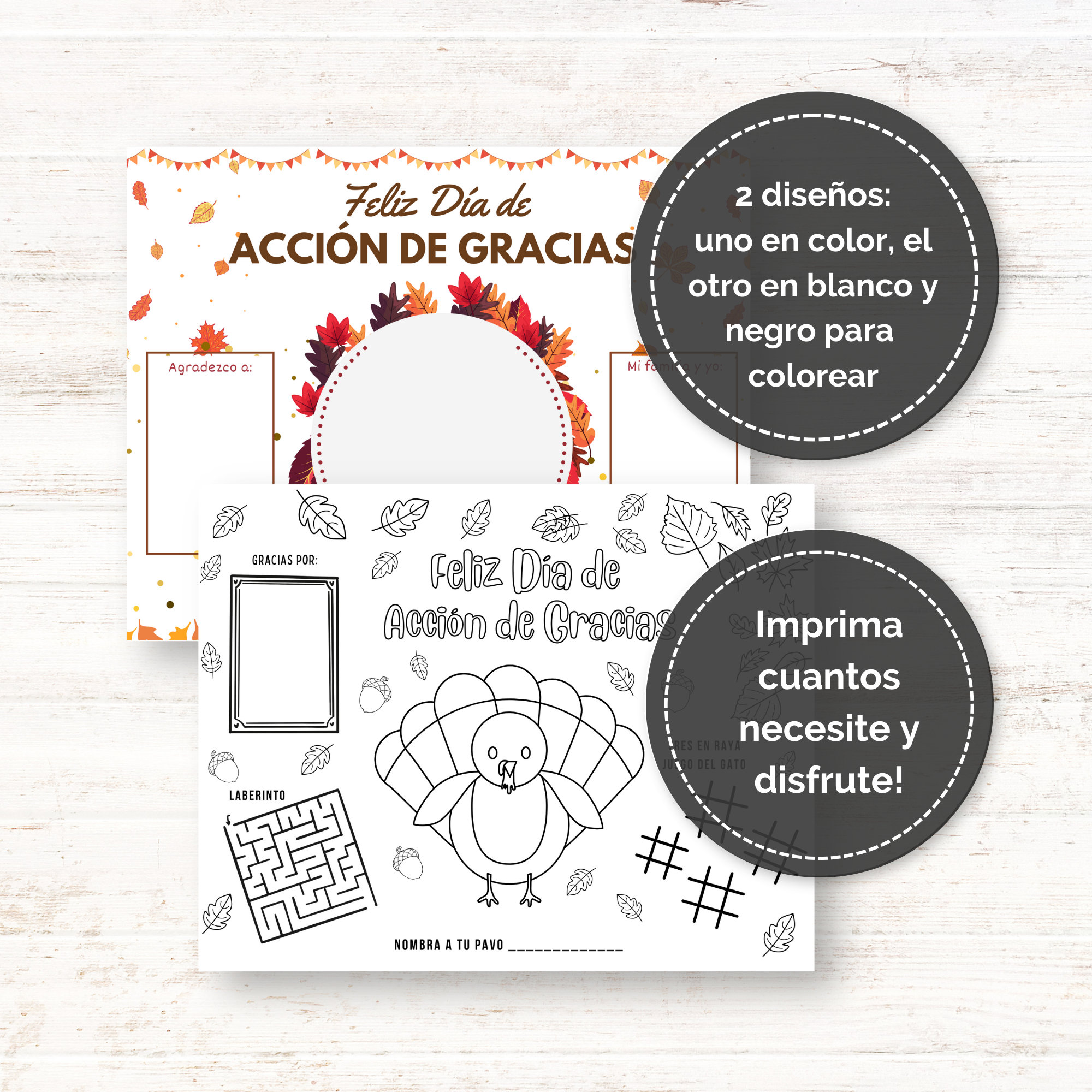 Thanksgiving Placemat Spanish, Puesto Individual Día De Acción De ...