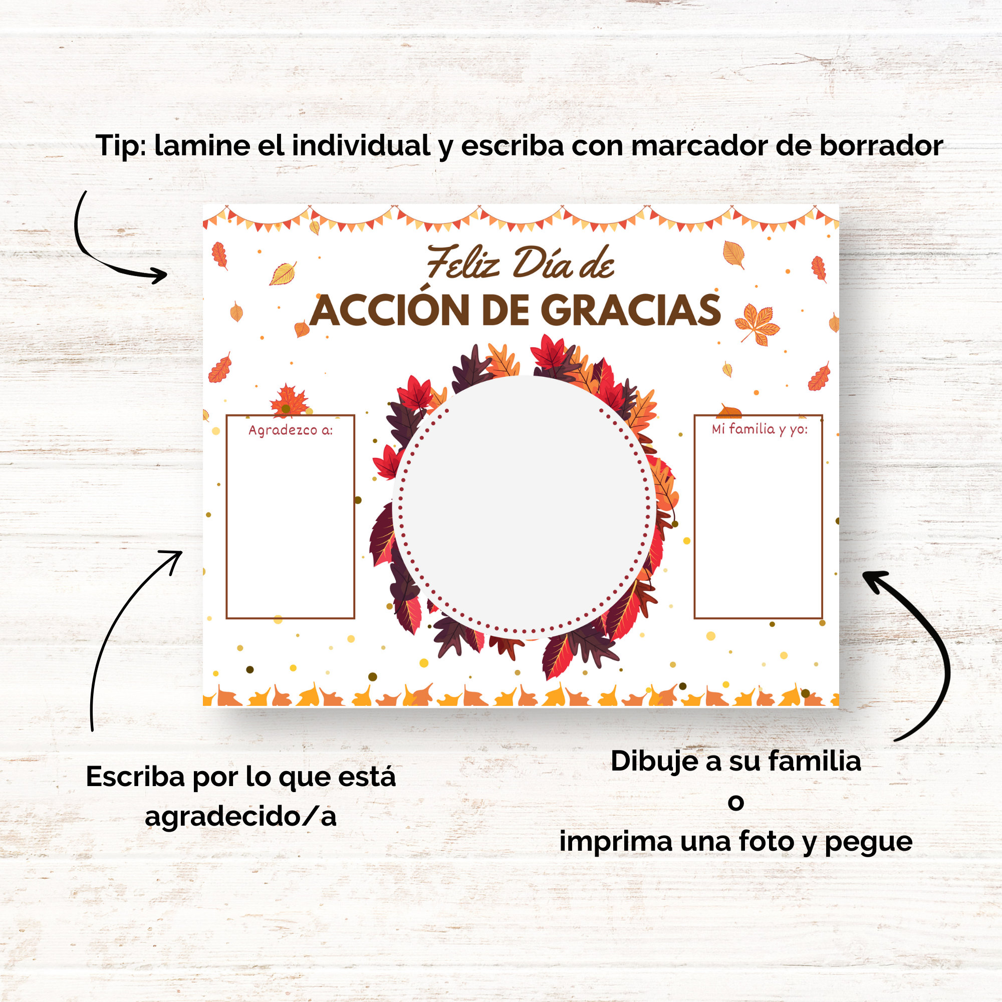 Thanksgiving Placemat Spanish, Puesto Individual Día De Acción De ...